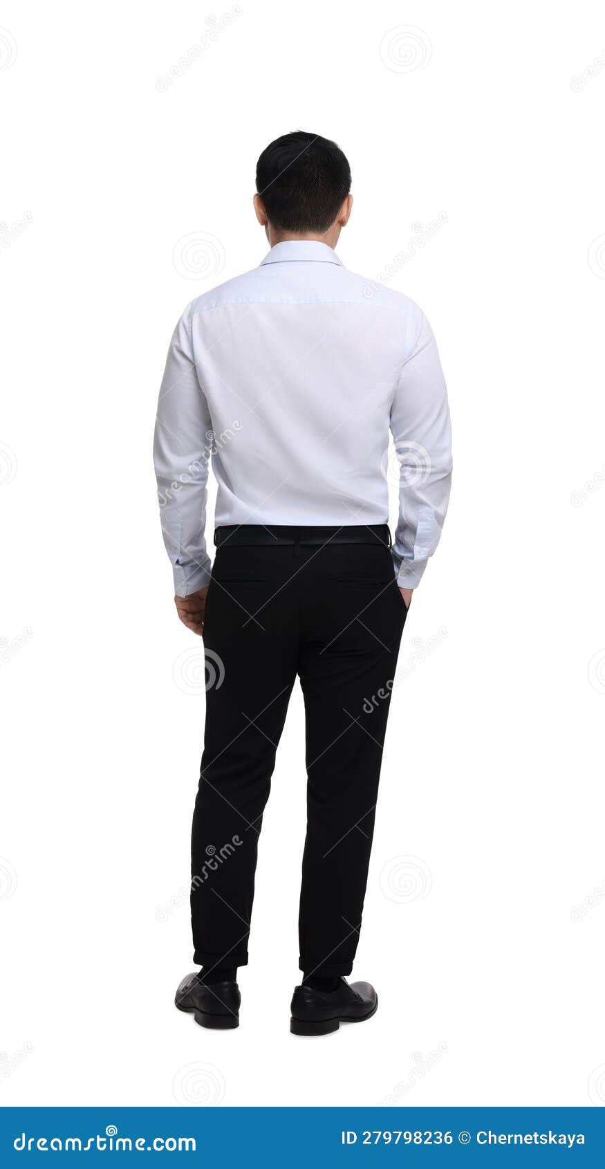 Businessman in Formal Clothes Posing on White Background, Back View ...