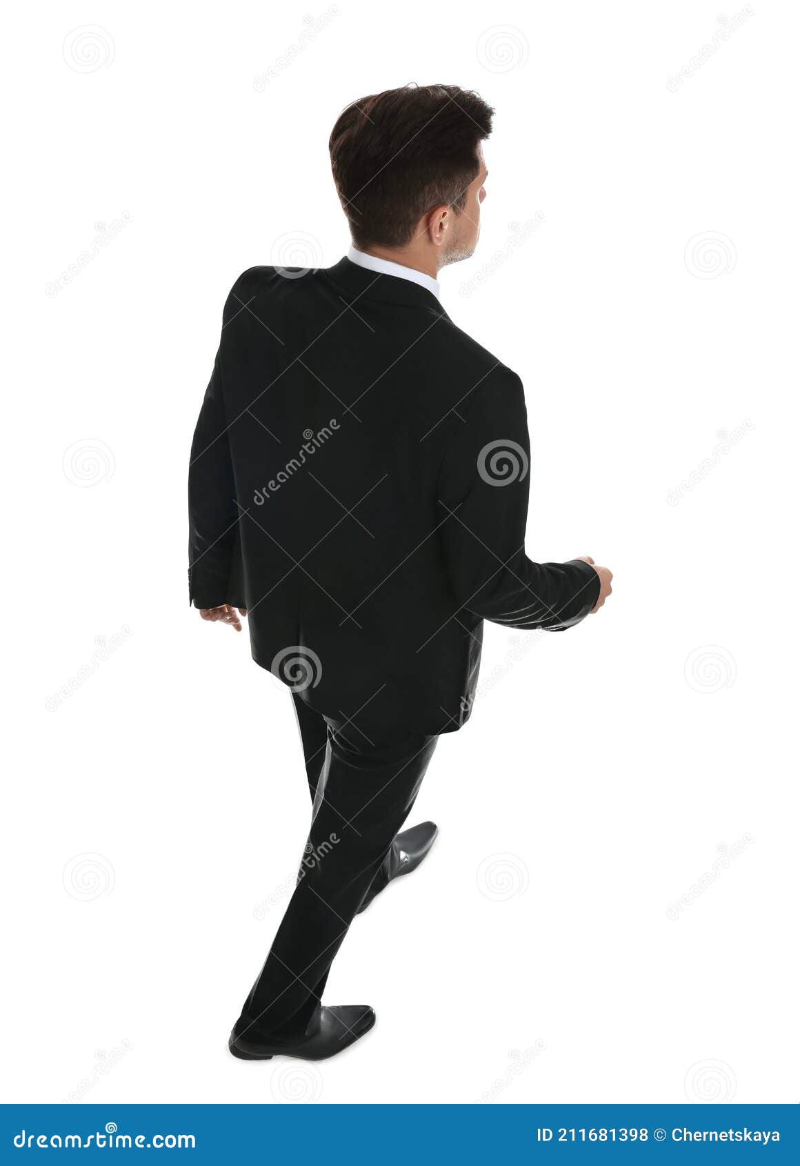 Businessman in Formal Suit on White Background, Back View Stock Photo ...