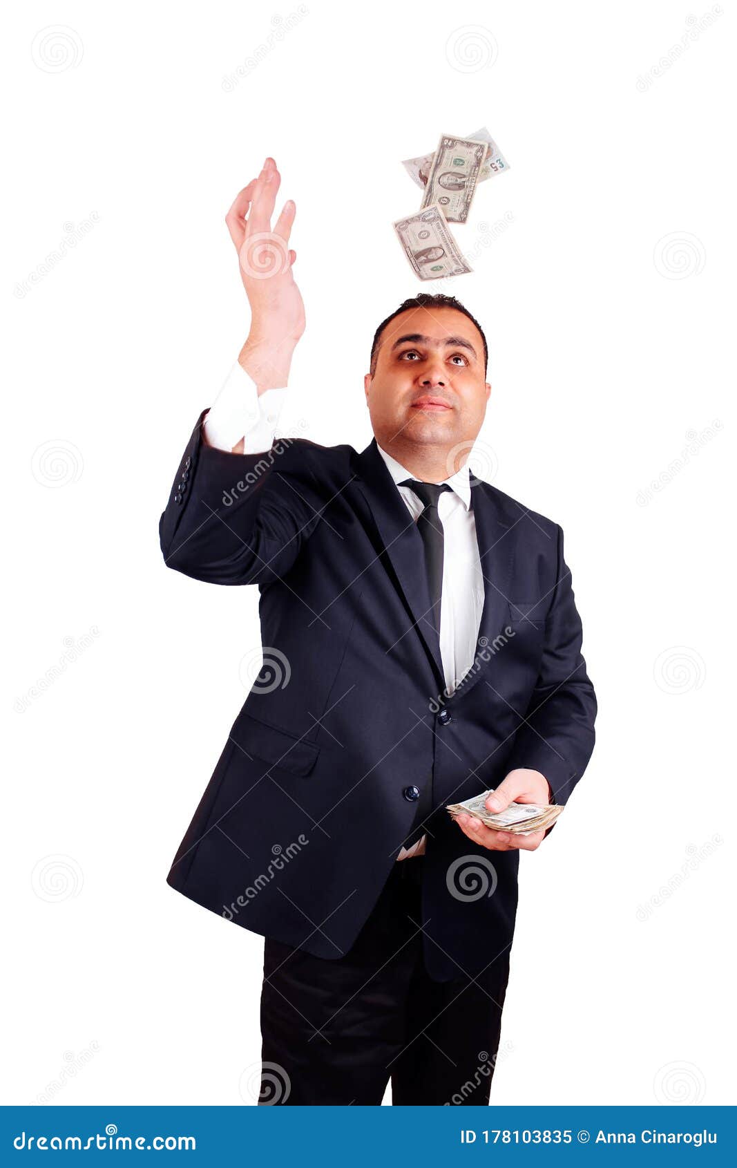 Businessman in Formal Wear Throws Up Paper Money. Isolate Stock Image ...