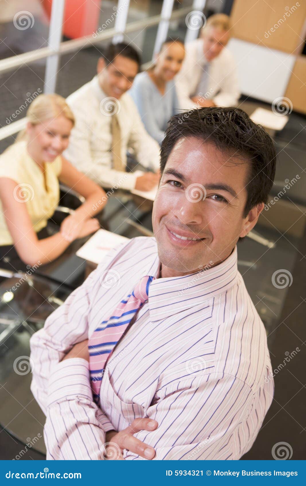 Businessman with Four Businesspeople Stock Image - Image of boardroom ...