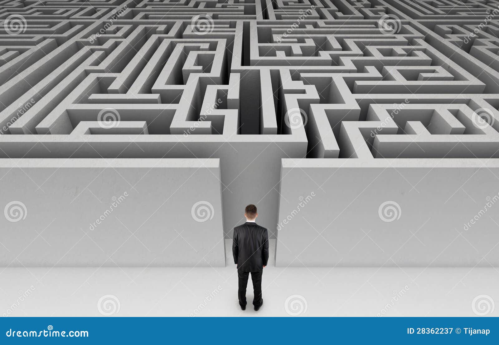 Businessman In Front Of A Huge Maze Stock Image - Image of confused ...