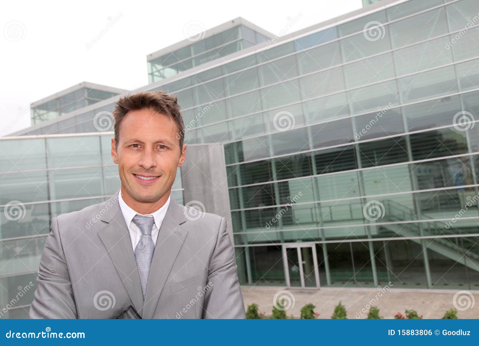Businessman in Front of Modern Building Stock Photo - Image of office ...