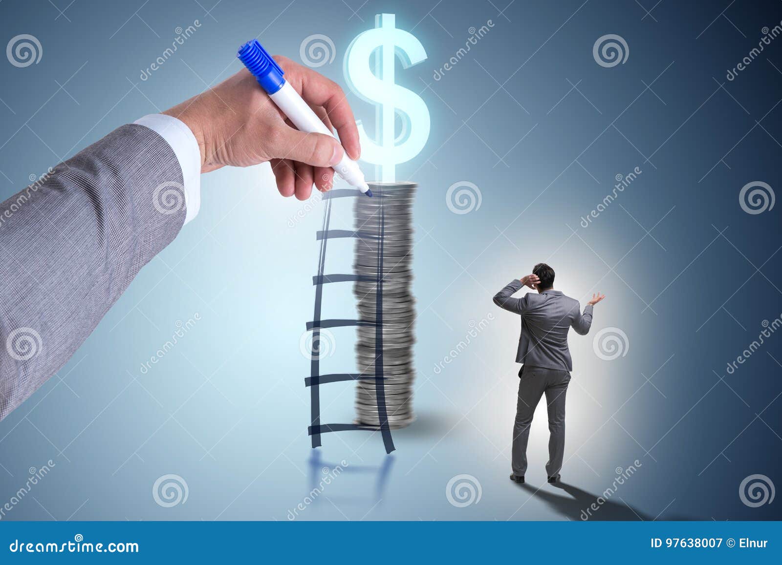 The Businessman in Front of Money Ladder Stock Image - Image of ...