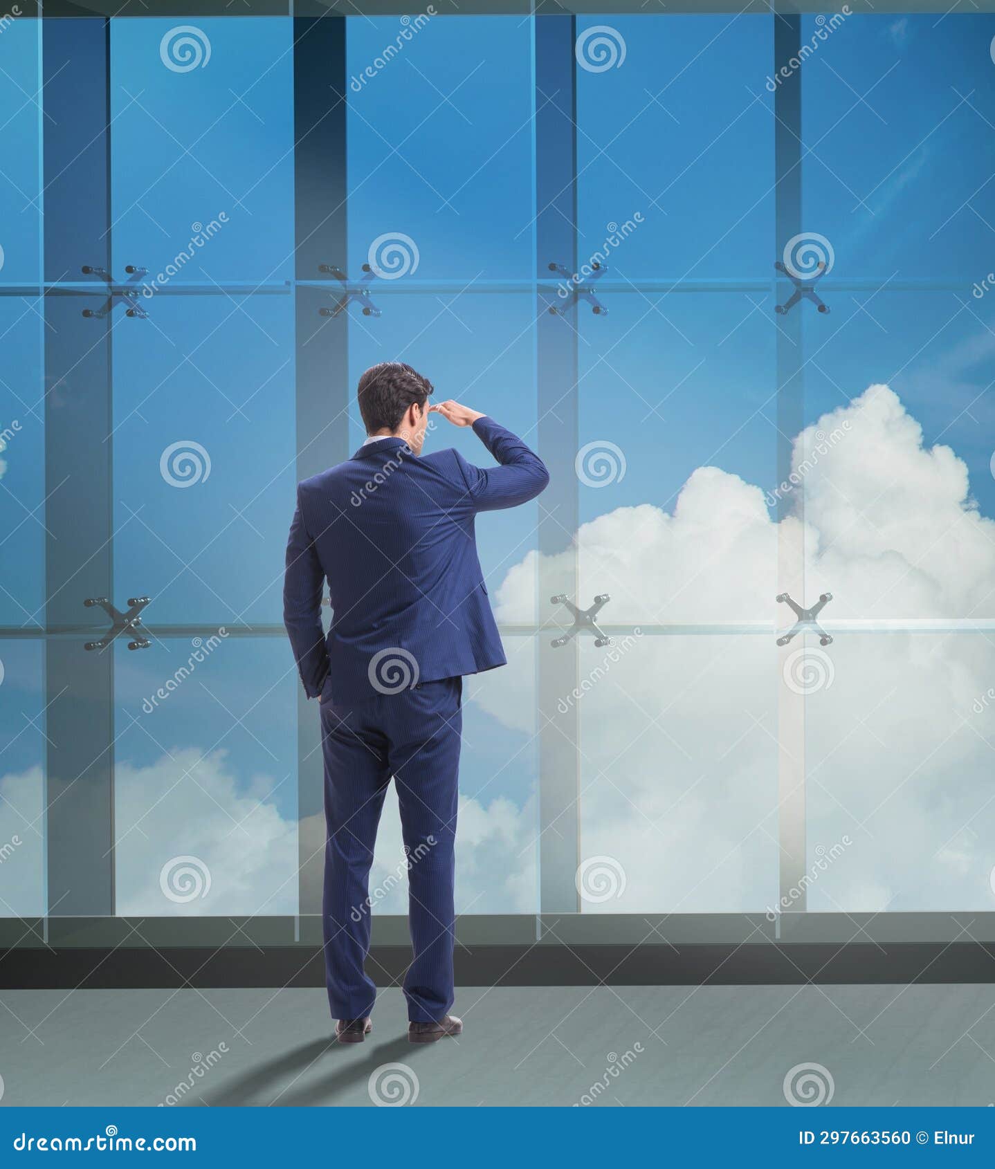 Businessman in Front of Office Window Thinking of New Challenges Stock ...