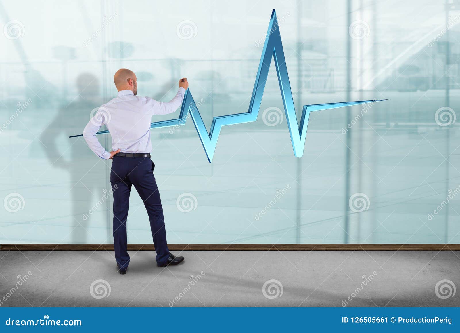 Businessman in Front of a Wall with 3d Rendering Heart Beat Line Stock ...