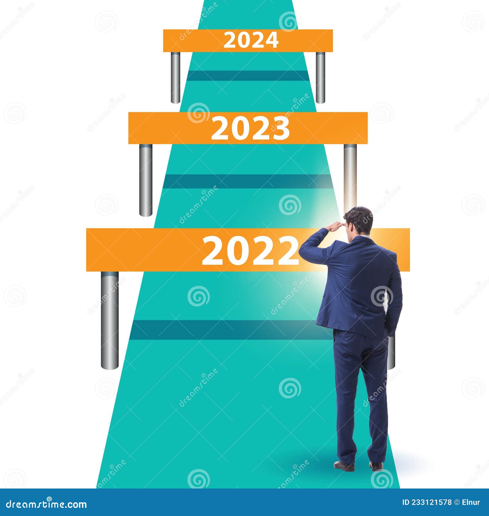 Businessman in Front of Year Barriers Stock Photo - Image of overcome ...