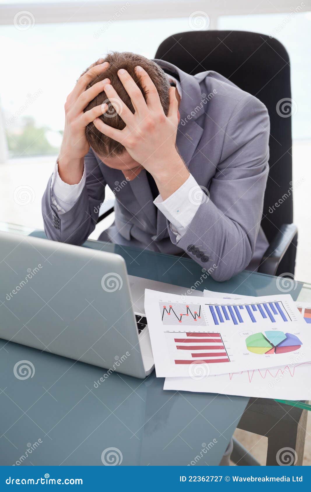 Businessman Frustrated by Statistics Stock Image - Image of paper ...