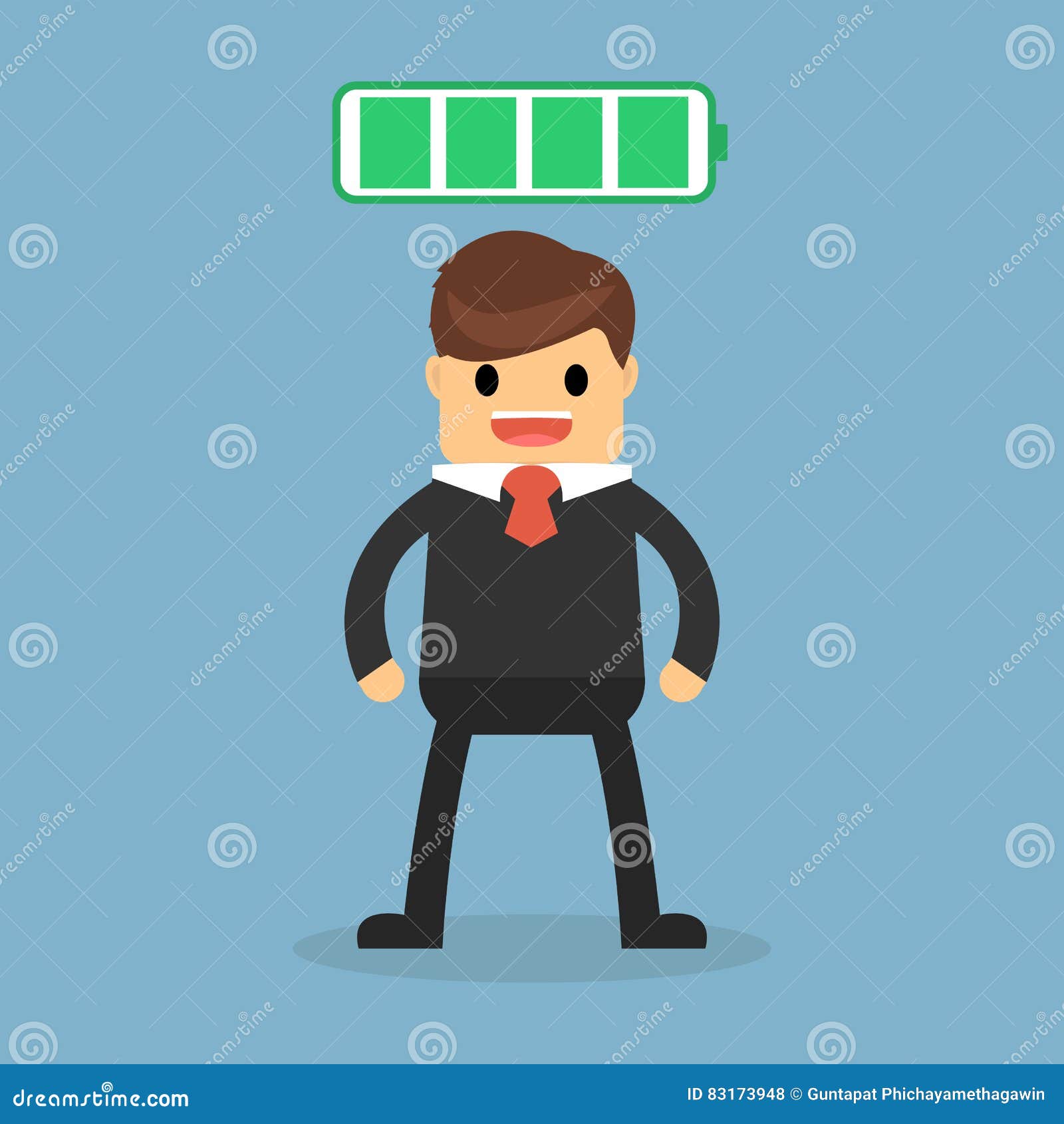Businessman with Full Energy. Stock Vector - Illustration of isolated ...