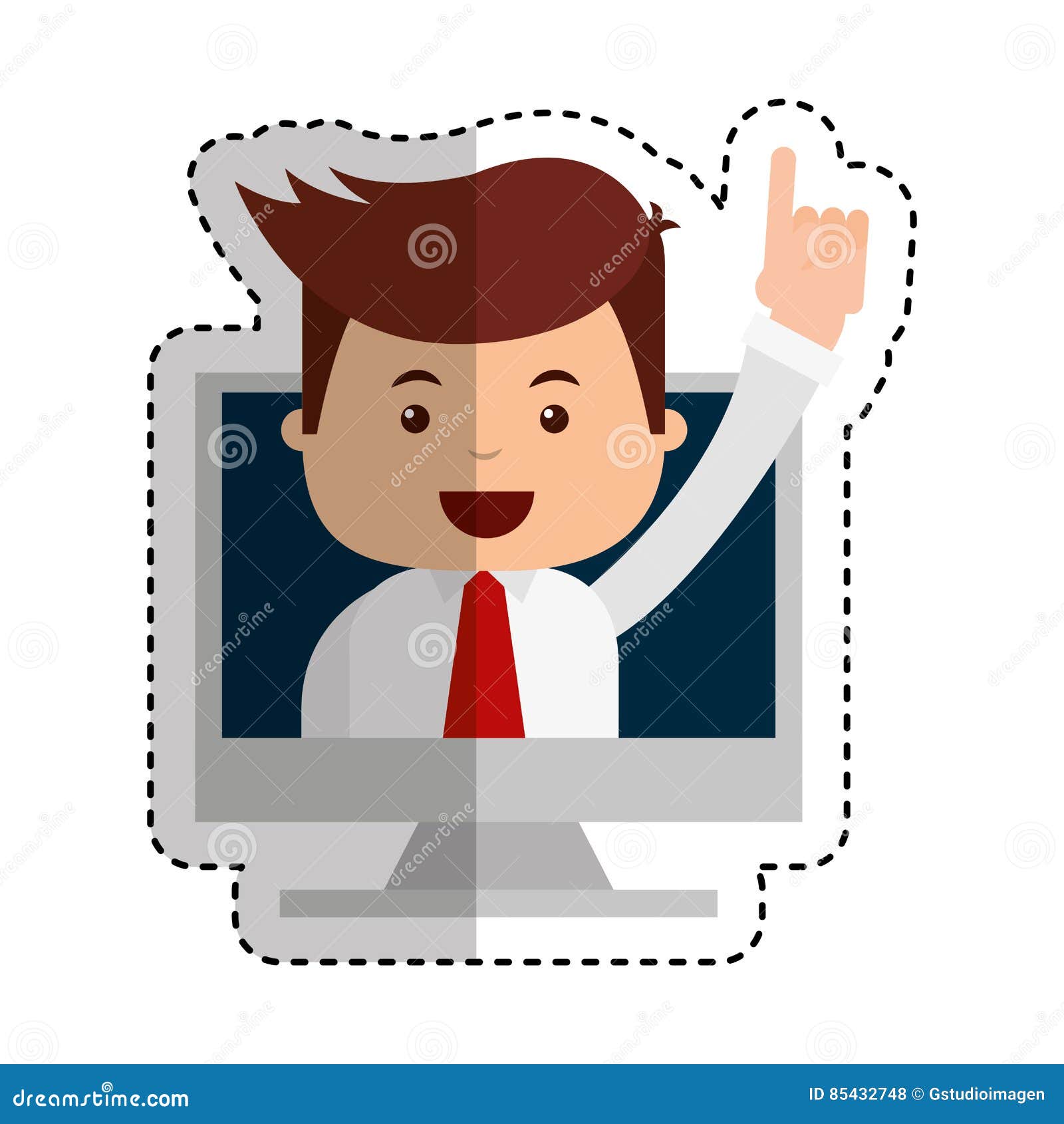 Businessman Funny with Computer Character Icon Stock Vector ...