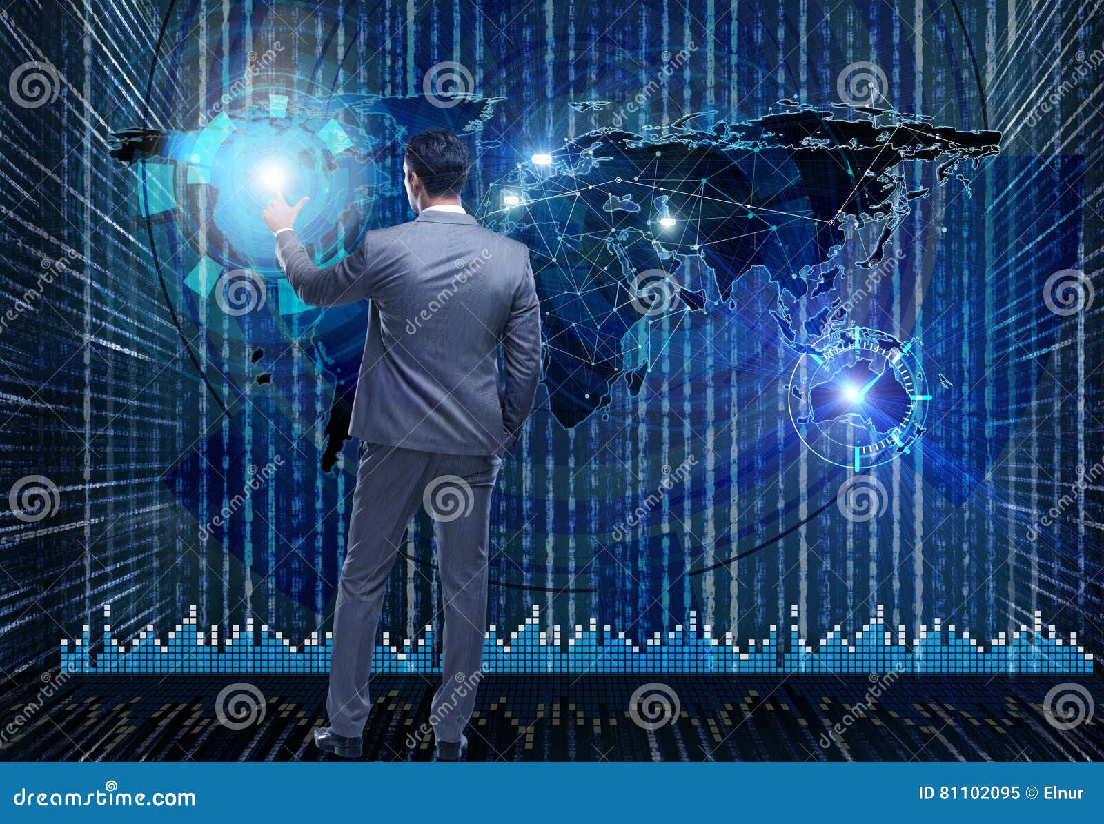 The Businessman in Futuristic Computing Concept Stock Illustration ...