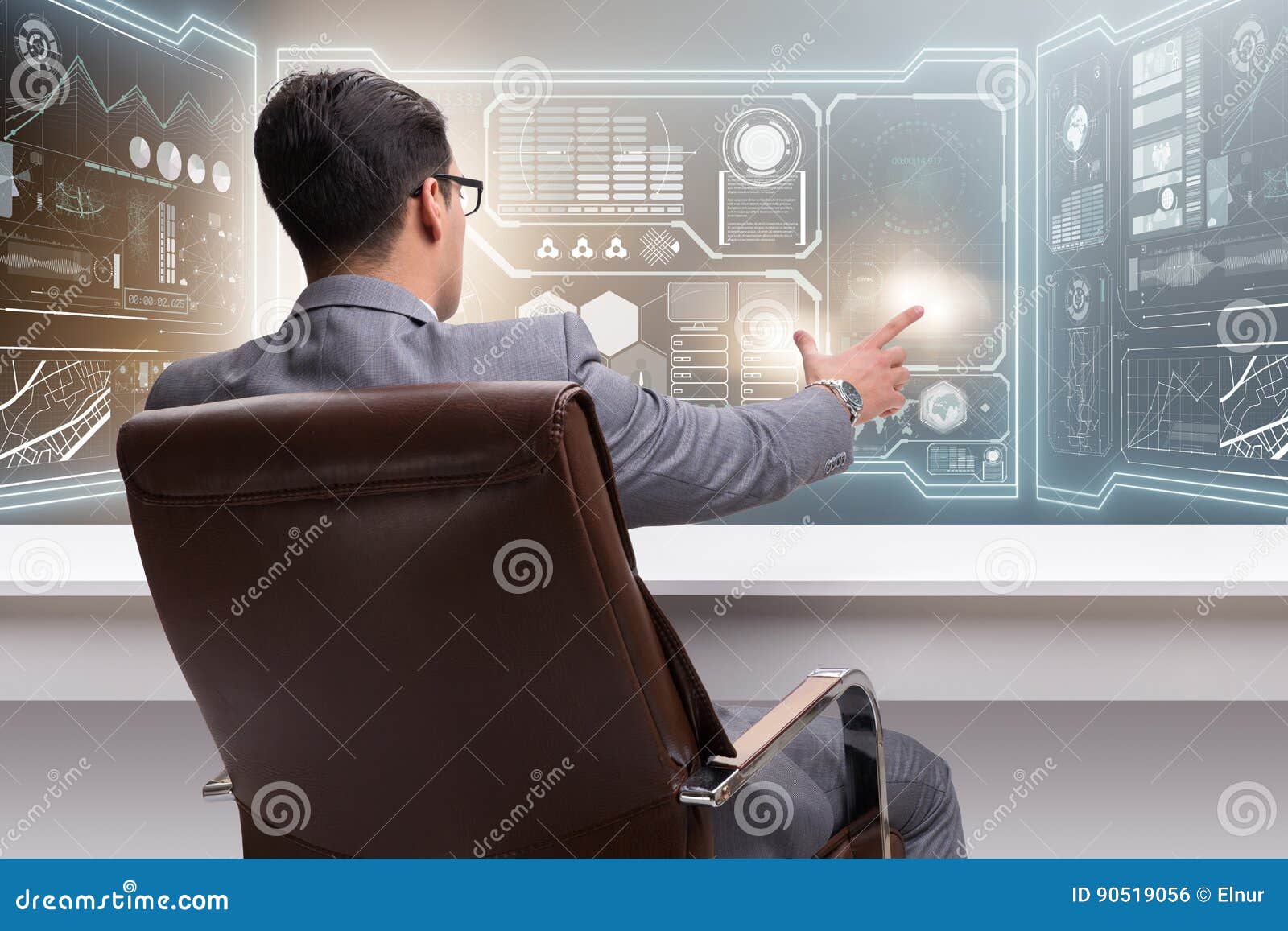 The Businessman in Futuristic Computing Concept Stock Photo - Image of ...