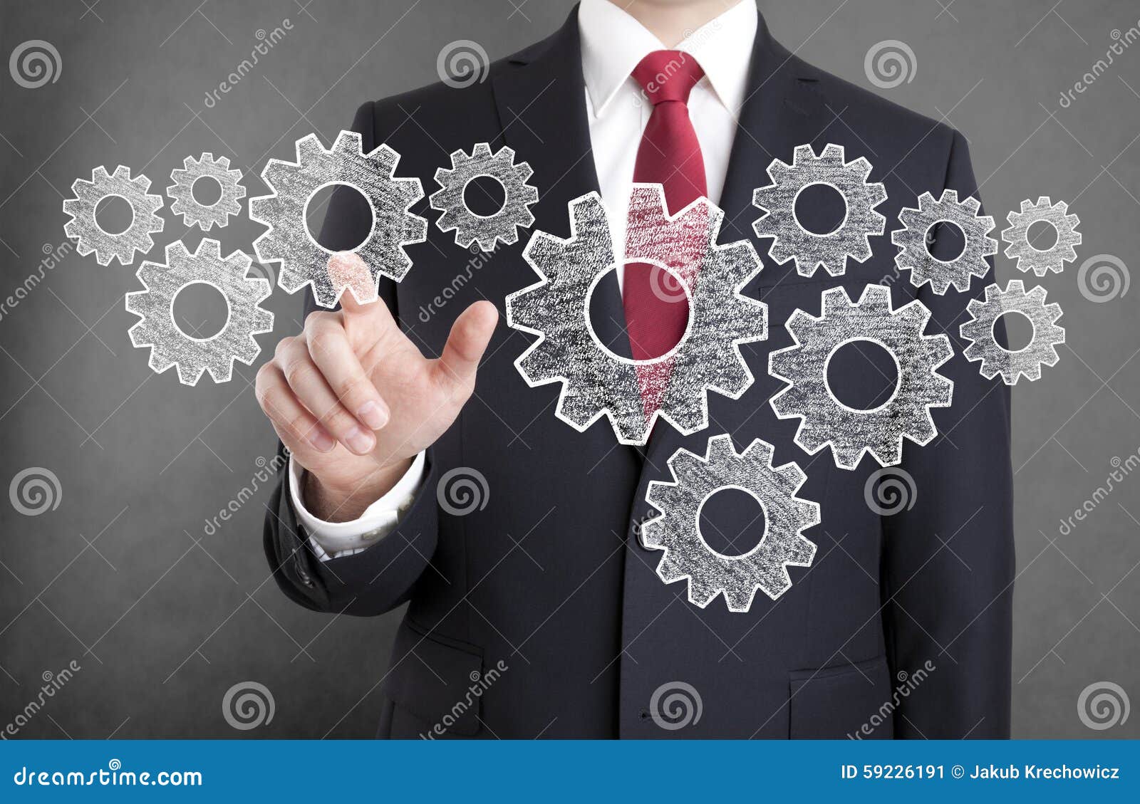 Businessman with gears stock image. Image of innovation - 59226191