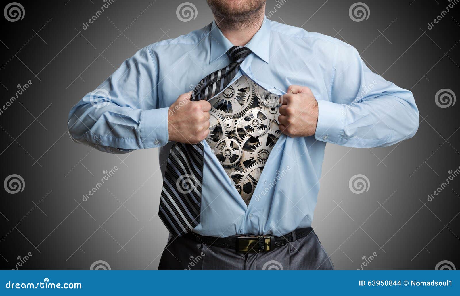 Businessman with Gears Inside Stock Photo - Image of mechanical, iron ...