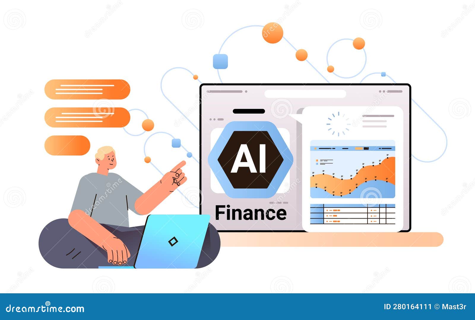 Businessman Generating Financial Report with Ai Helper Bot Data ...