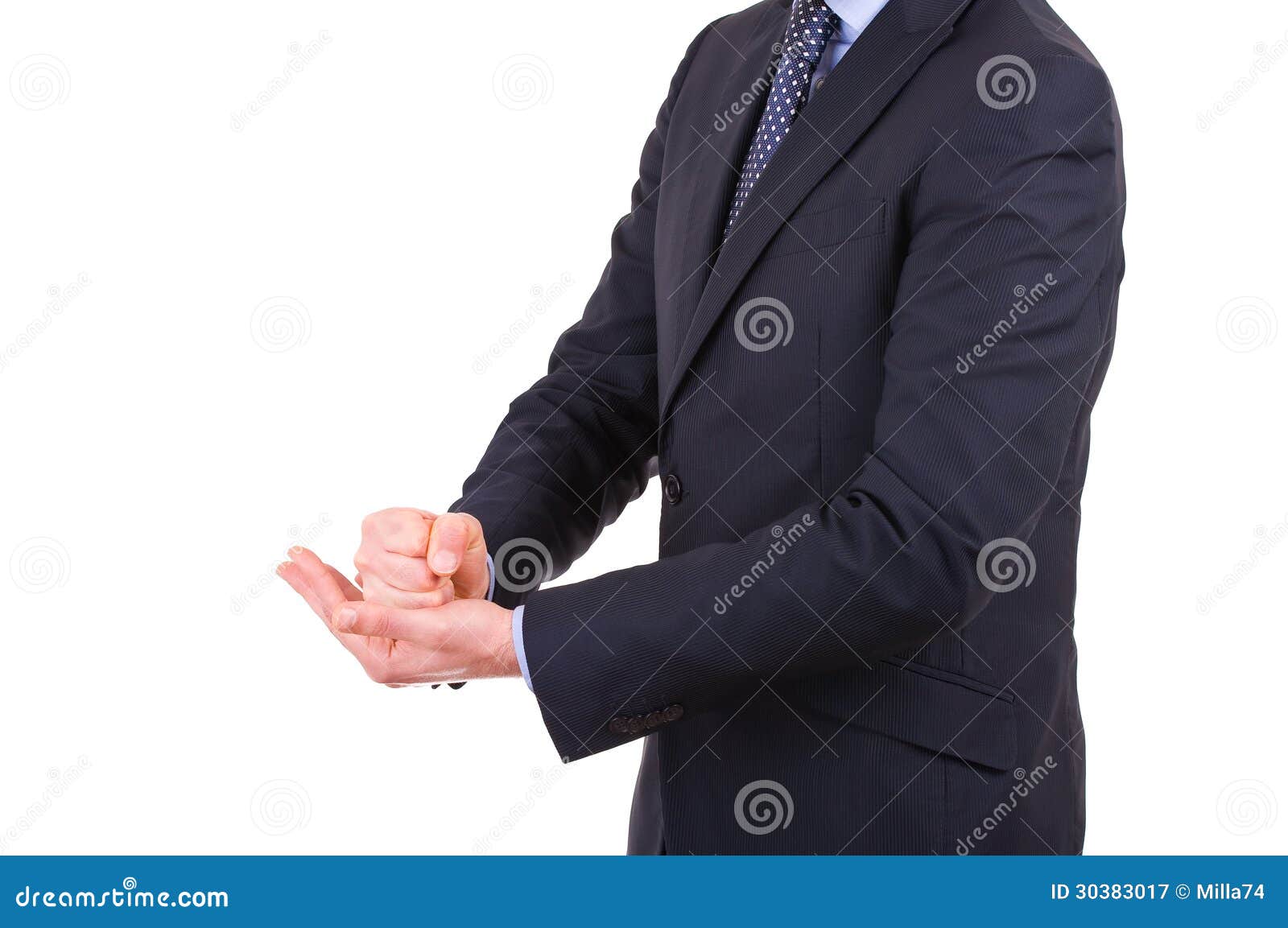 Businessman Gesturing with Both Hands. Stock Image - Image of adult ...