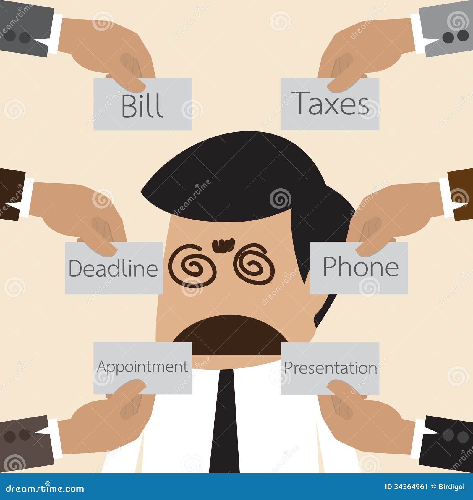 Businessman Get Confuse with Many Think To Do Stock Vector ...