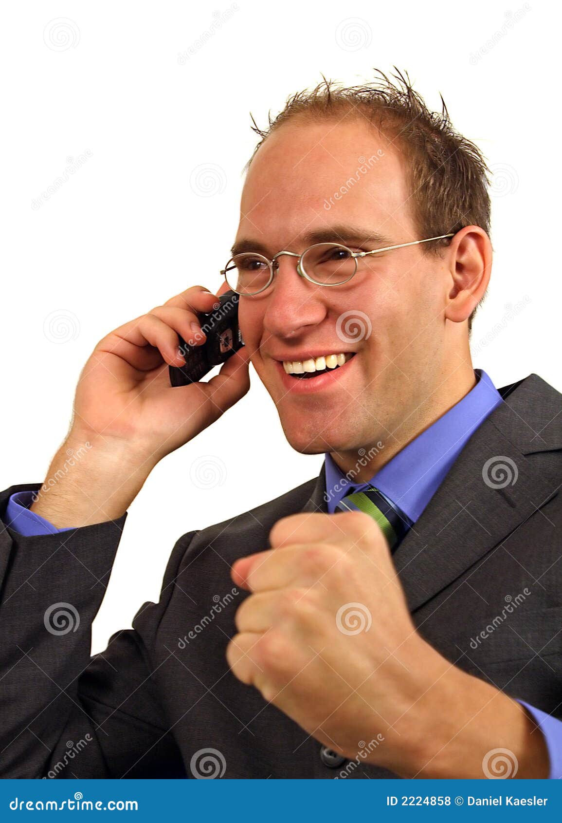 Businessman Gets Good News stock photo. Image of isolated - 2224858