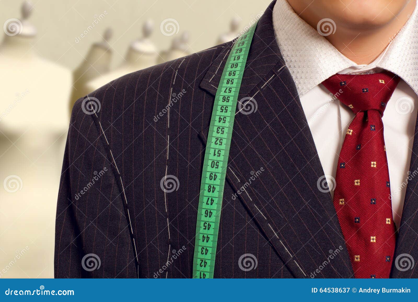 Businessman Getting Measured by a Tailor Stock Image - Image of collar ...