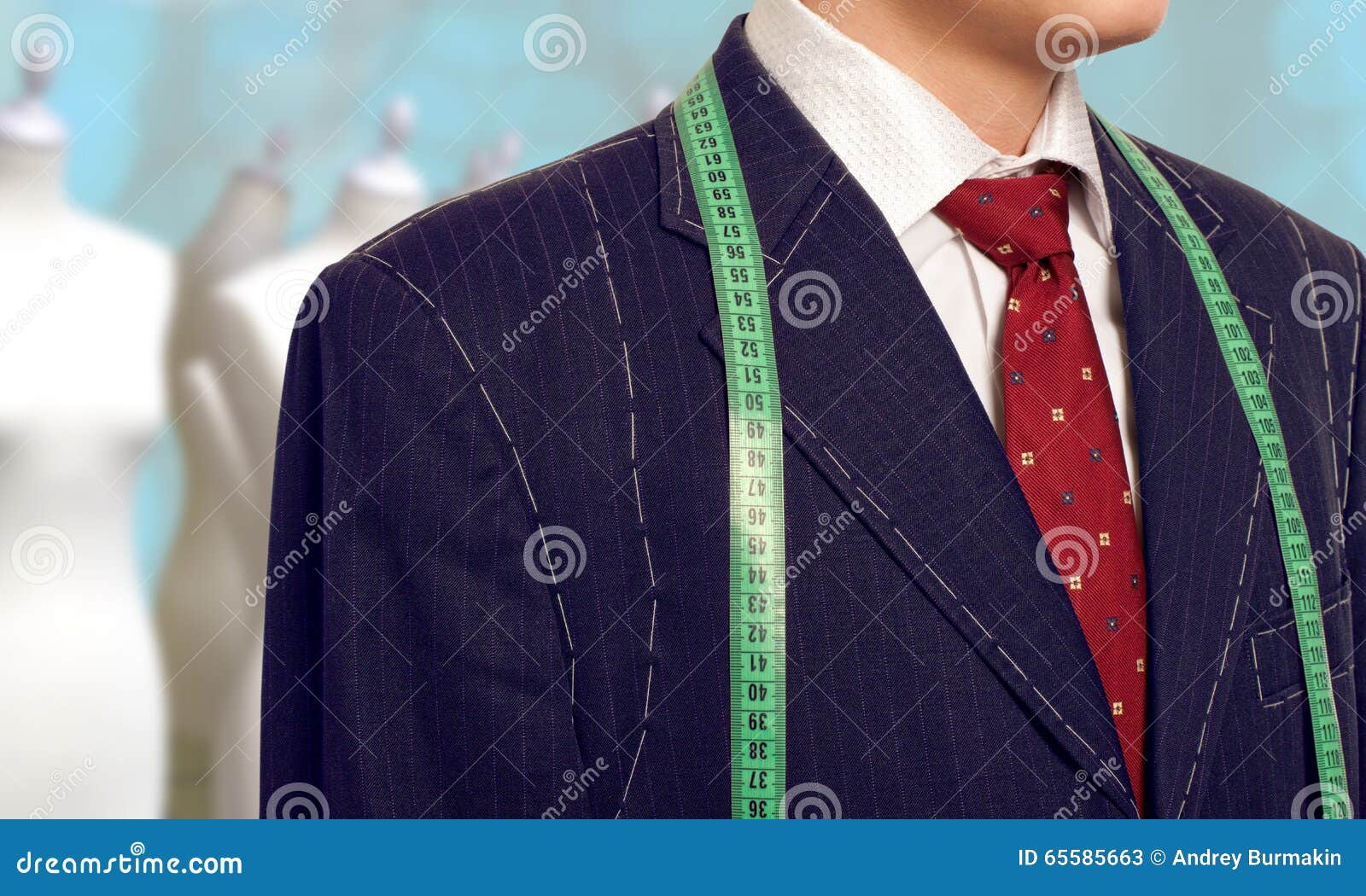 Businessman Getting Measured by a Tailor Stock Image - Image of ...