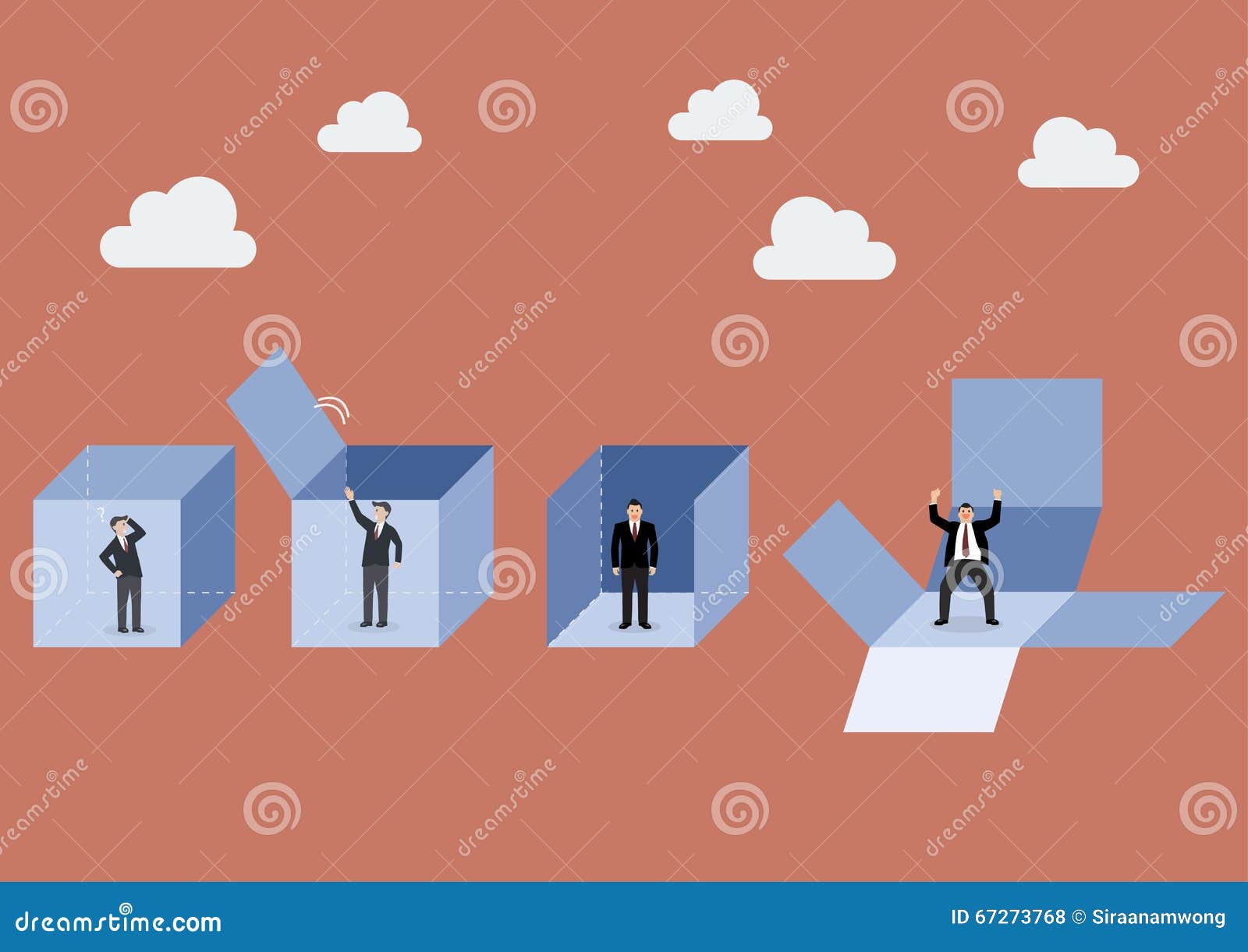 Businessman is Getting Out of the Box Stock Vector - Illustration of ...