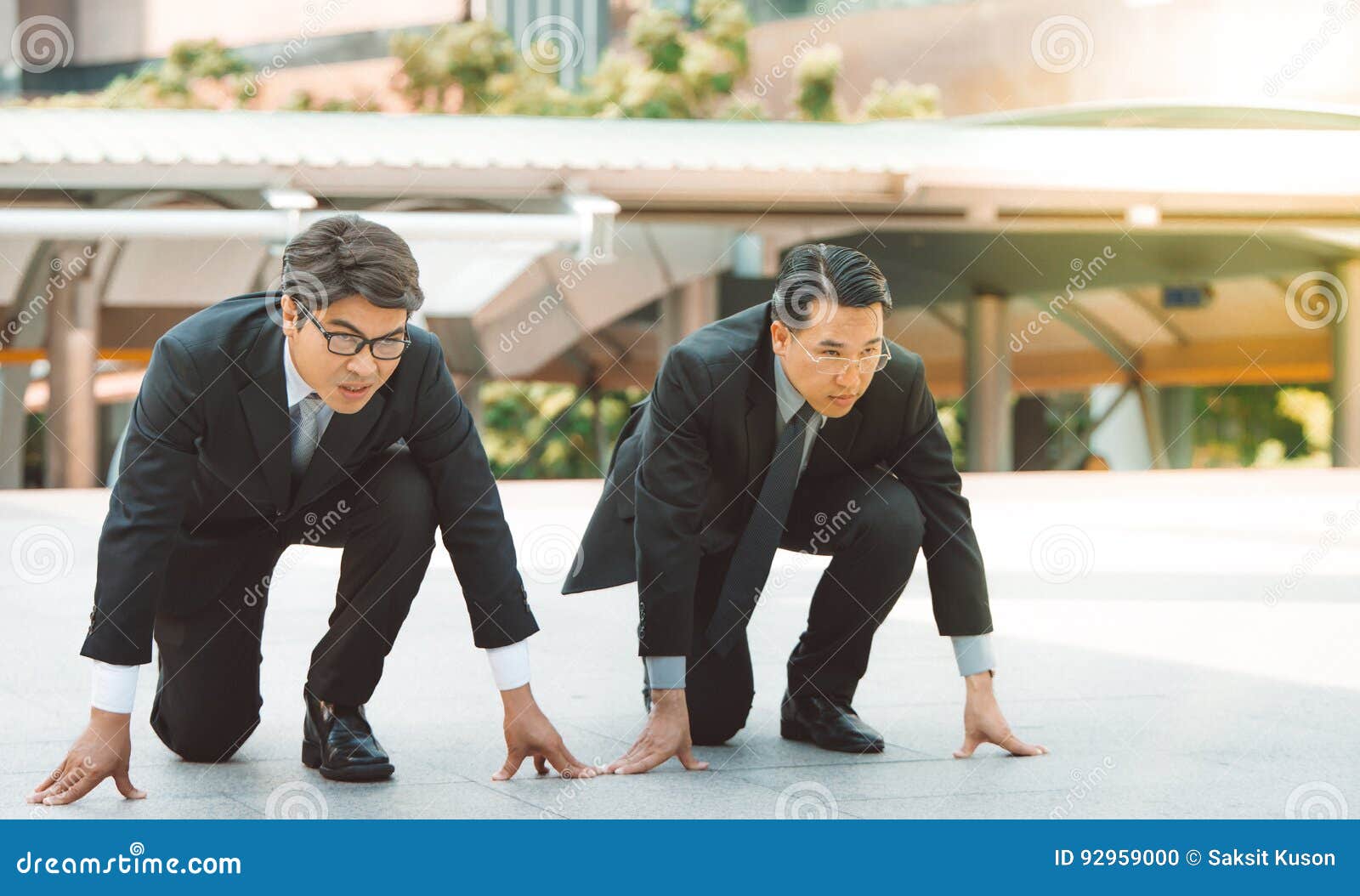 Businessman Getting Ready for Race Competition Business Rival Concept ...