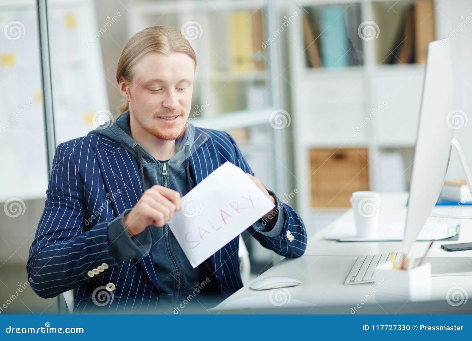 Salary in envelope stock photo. Image of businessman - 117727330