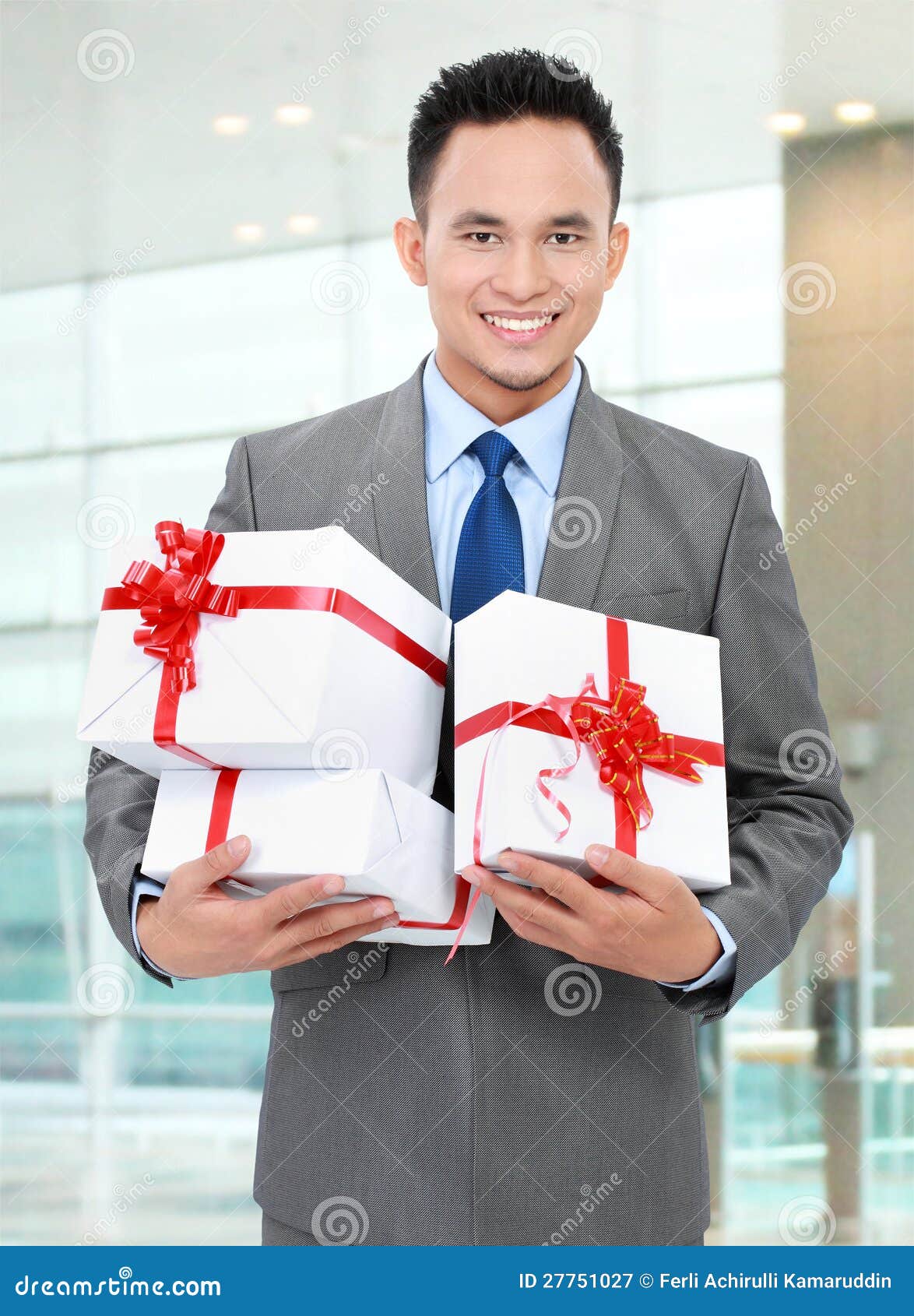 Businessman with Gift Boxes Stock Image - Image of delivery, business ...