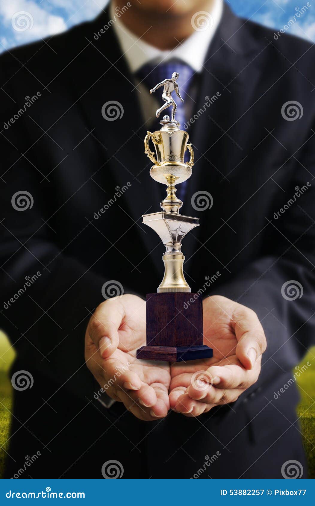 Businessman Give Soccer Trophy, Sccess Stock Image - Image of save ...