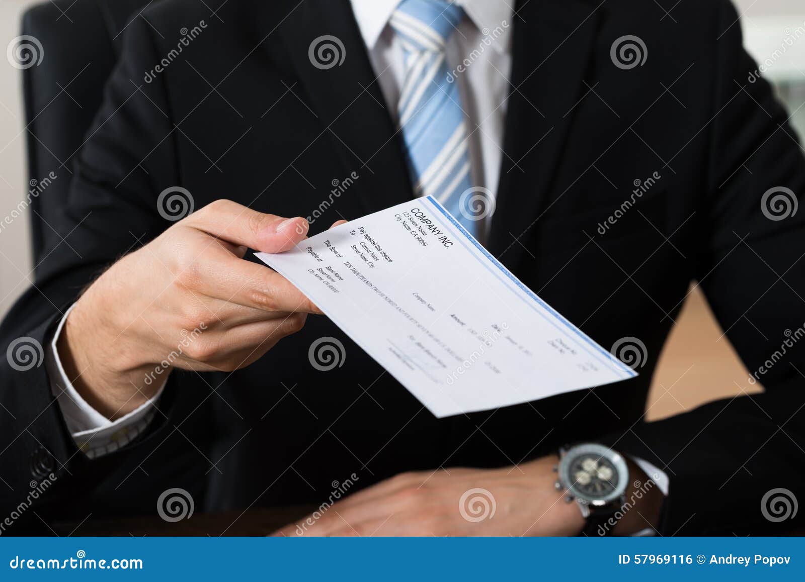 Businessman Giving Cheque stock photo. Image of giving - 57969116