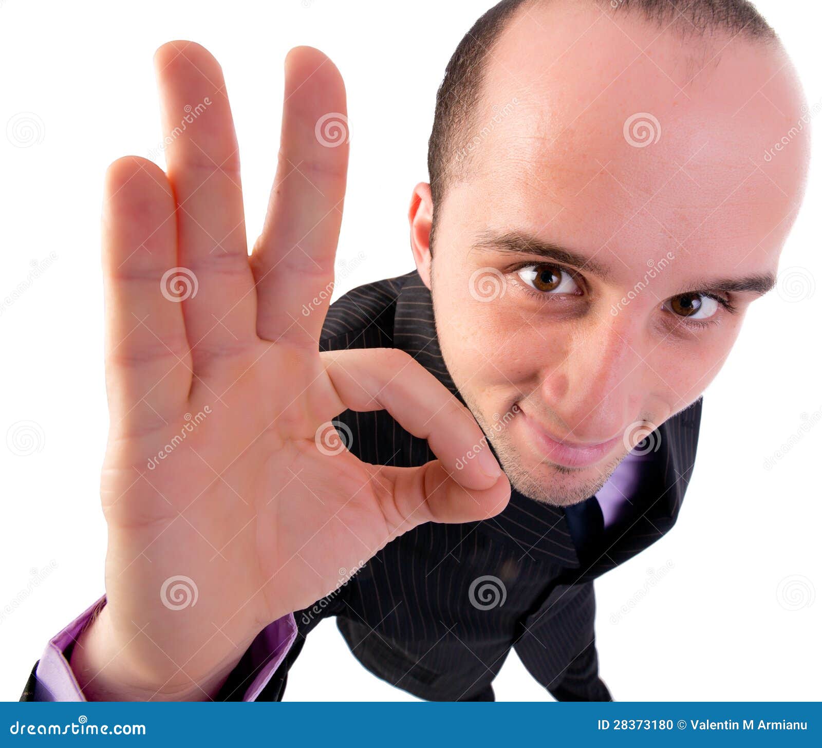 Businessman Giving OK Gesture Stock Photo - Image of studio, thumb ...