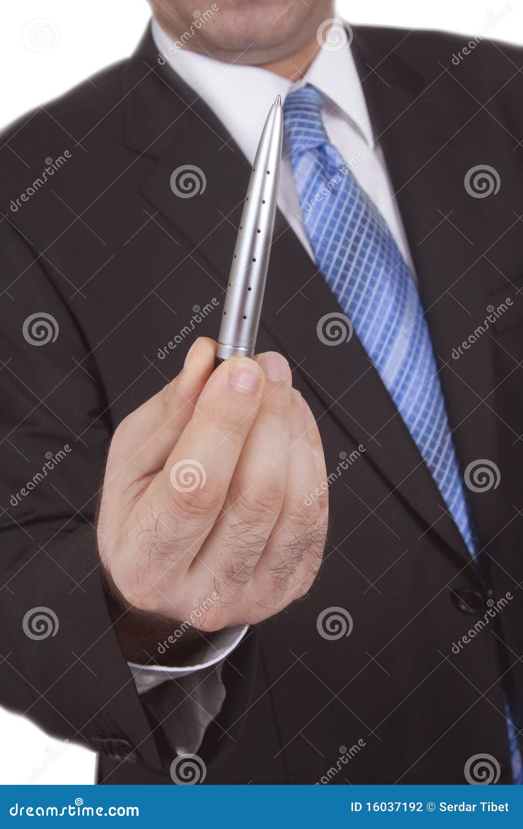Businessman giving a pen stock photo. Image of company - 16037192
