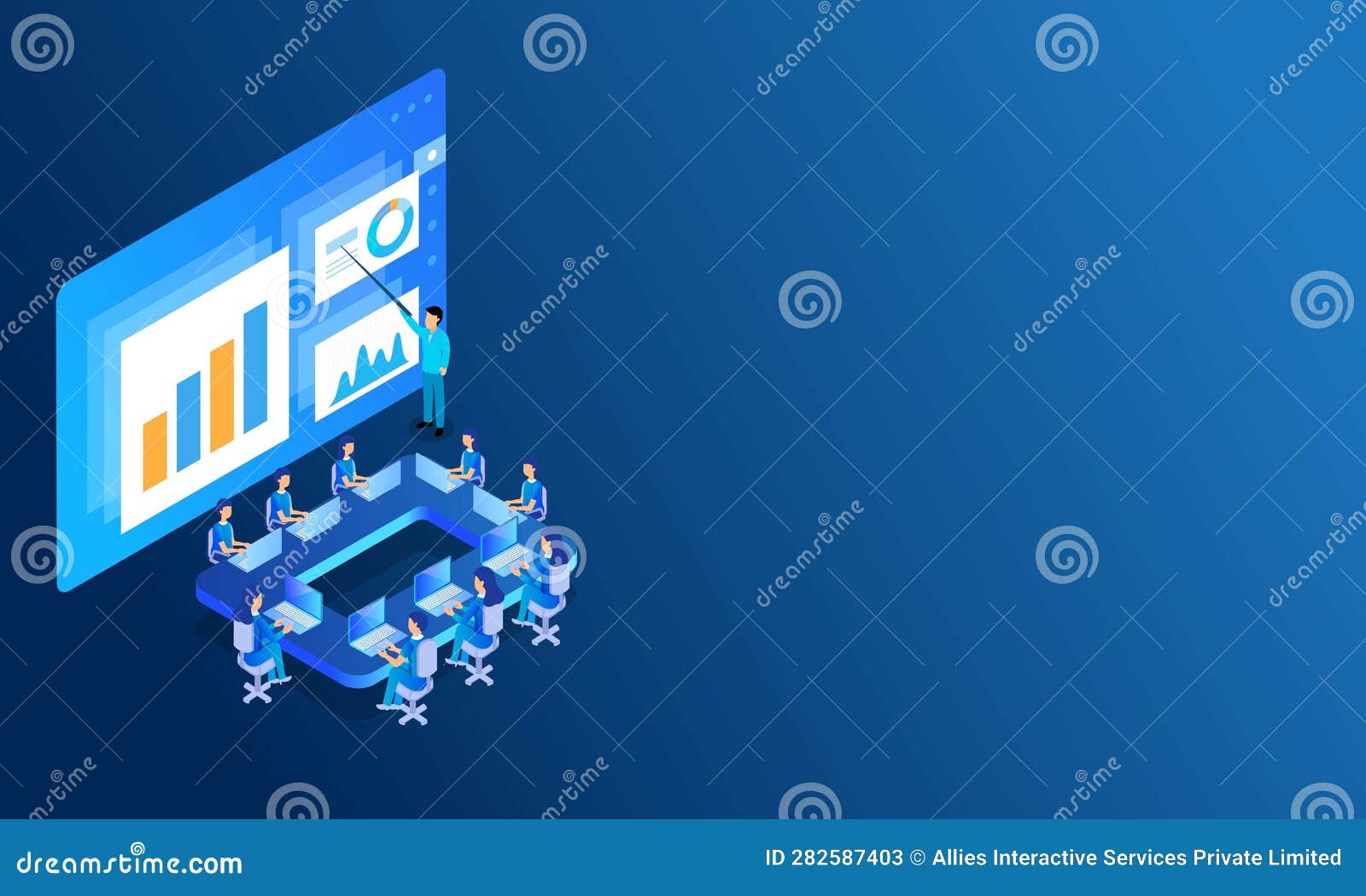 Businessman Giving a Presentation with Graph Chart at Meeting ...