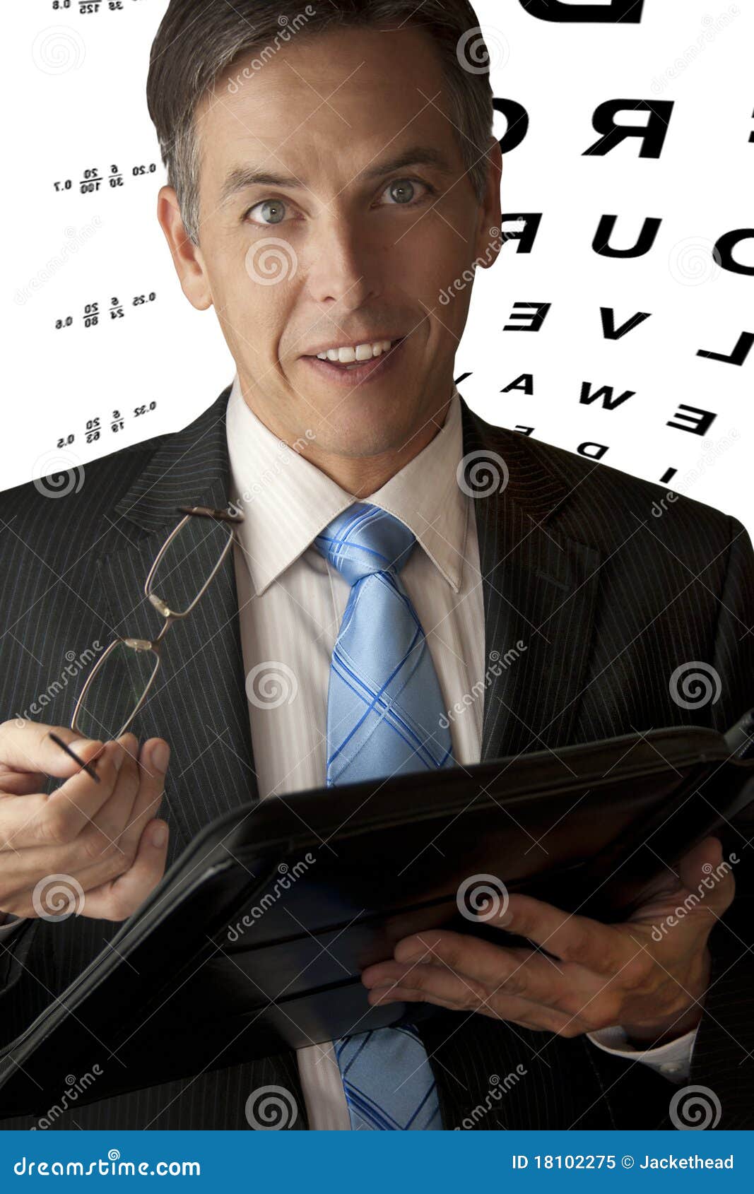 Businessman With Glasses And Eye Chart Stock Image - Image of close ...