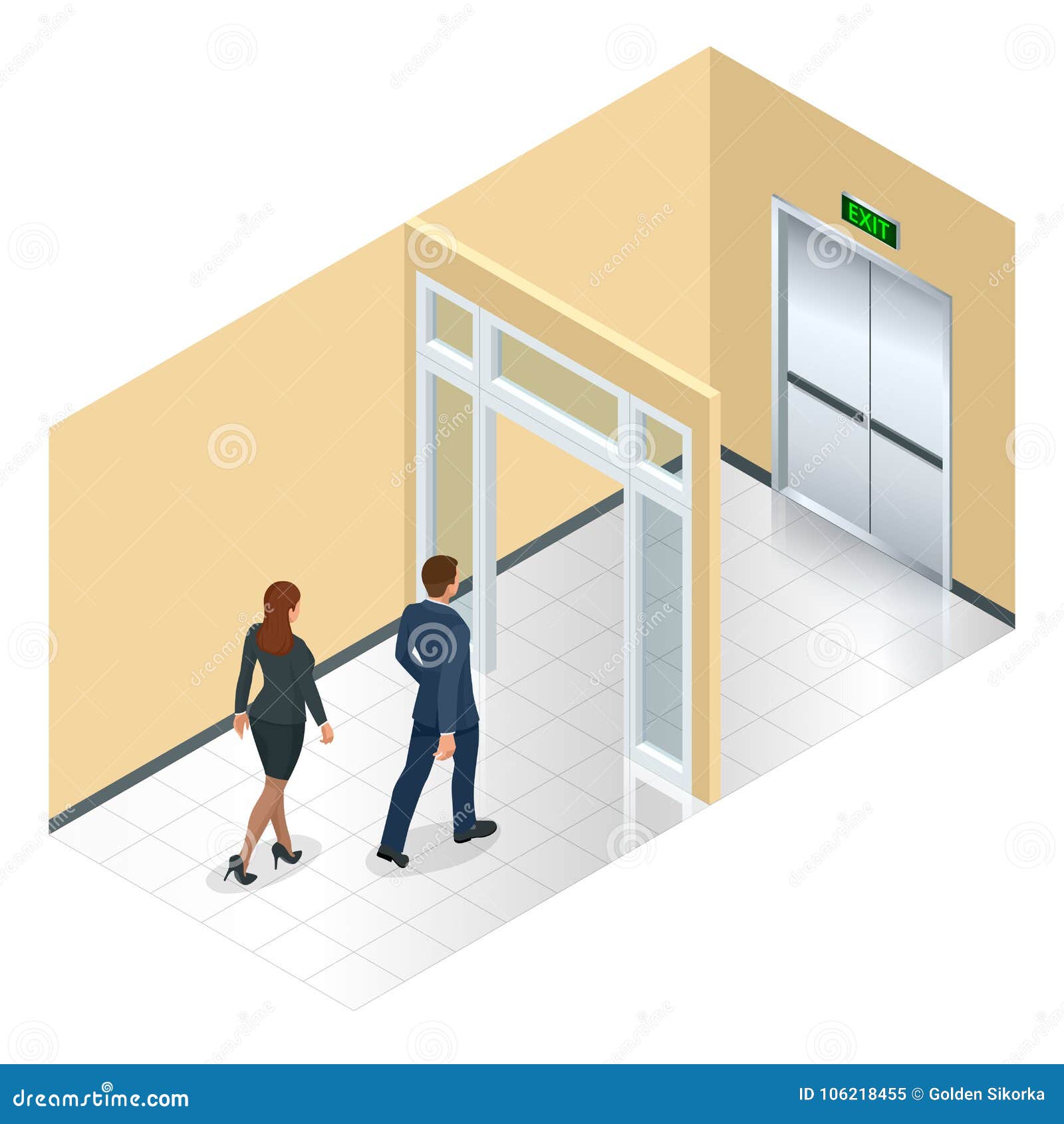 Businessman Going Exit Door Sign, Emergency. Business Solution or Exit ...