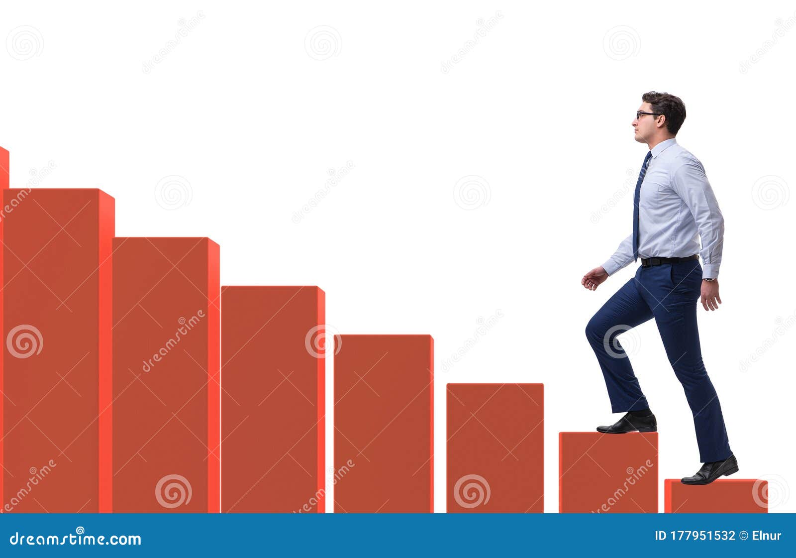 Businessman Going Up the Bar Chart in Growth Concept Stock Photo ...