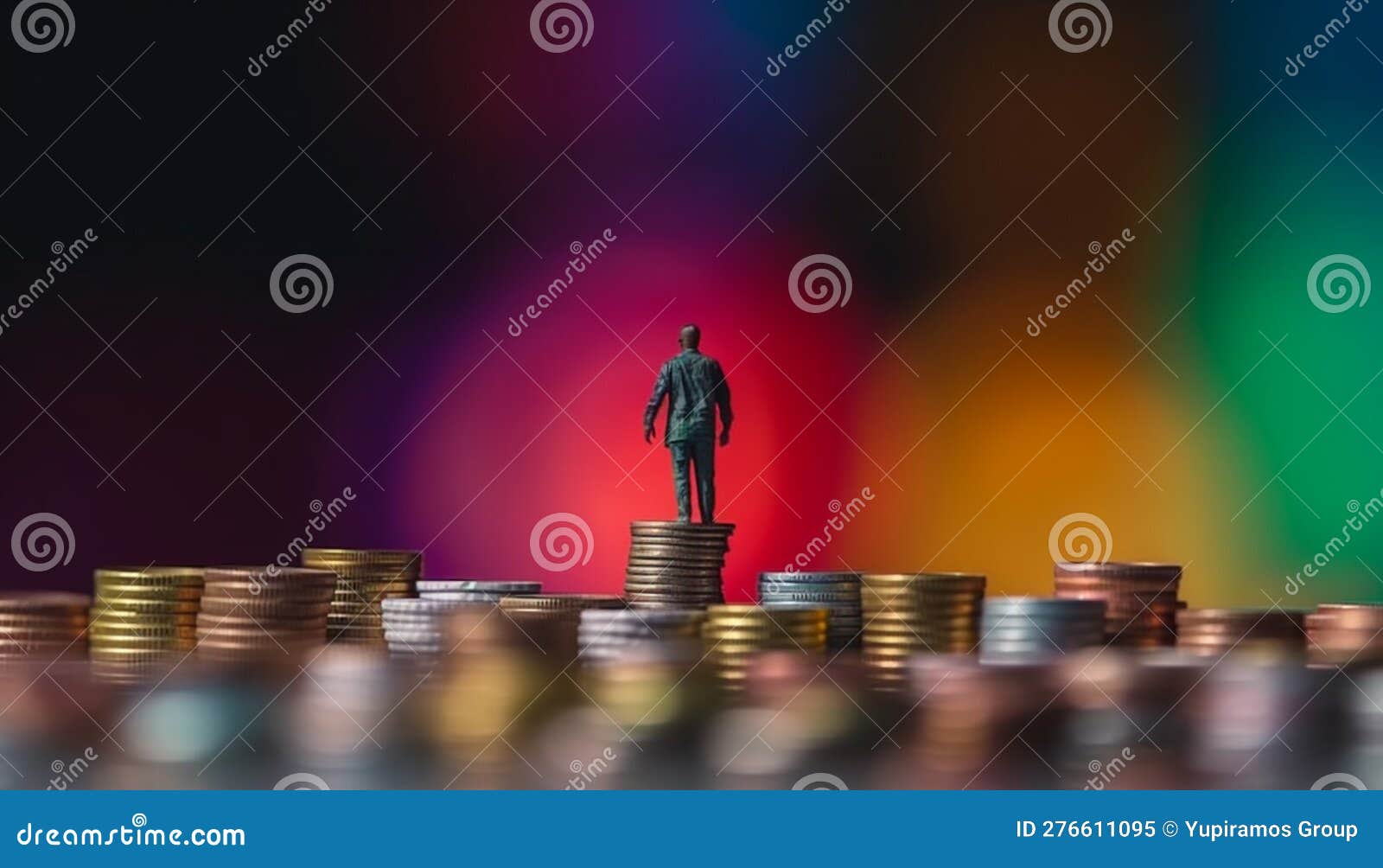 Businessman Gold Coin Stack Symbolizes Financial Success Generated by ...