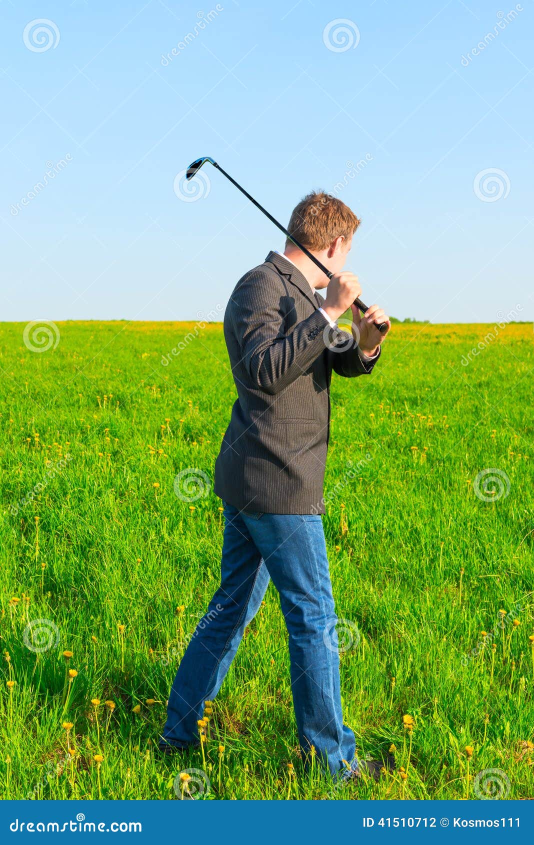 Businessman with a Golf Club Stock Photo - Image of formalwear, golf ...