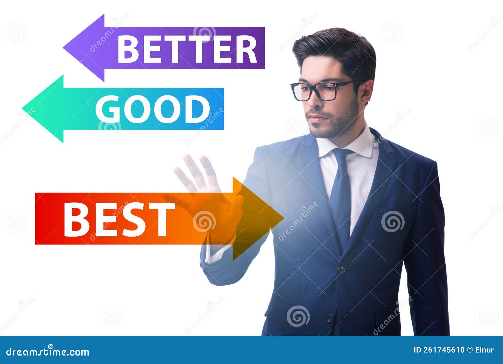 Businessman in Good Better and Best Concept Stock Photo - Image of goal ...
