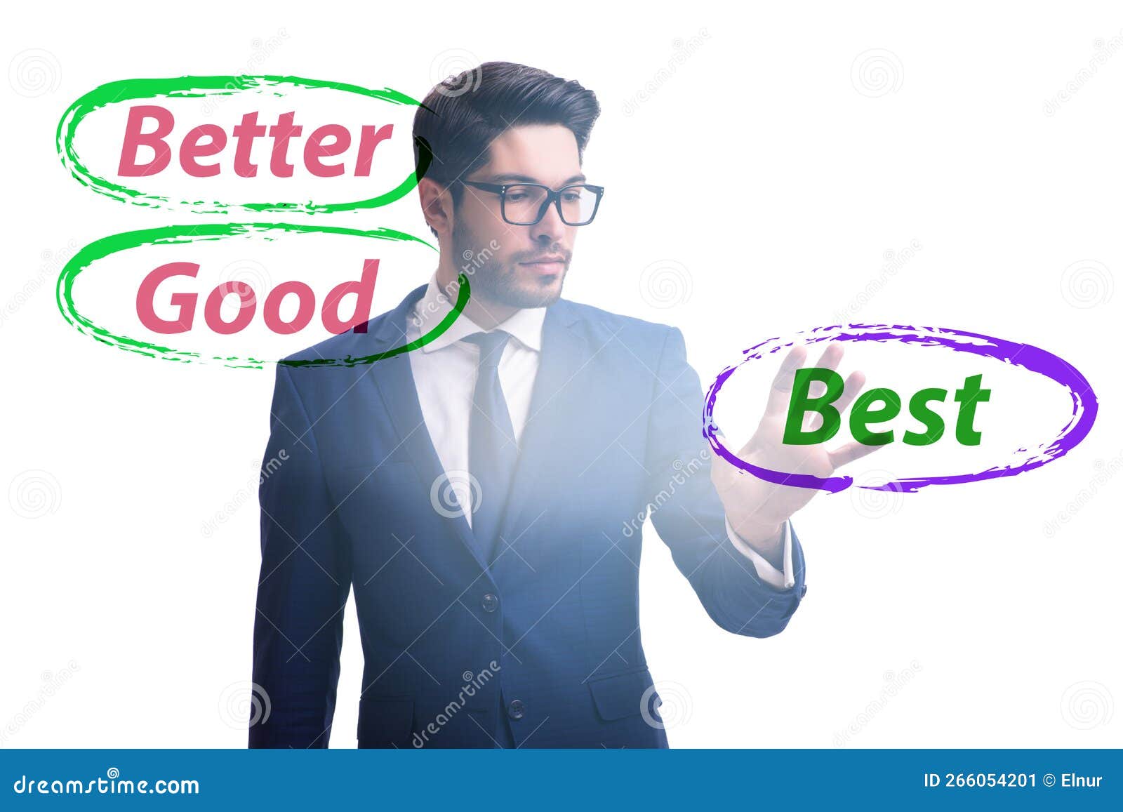 Businessman in Good Better and Best Concept Stock Image - Image of ...