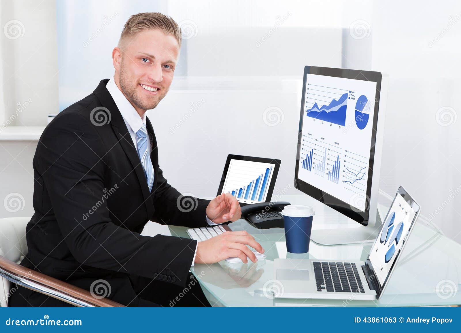 Businessman with Good Performance Graph Stock Image - Image of ...