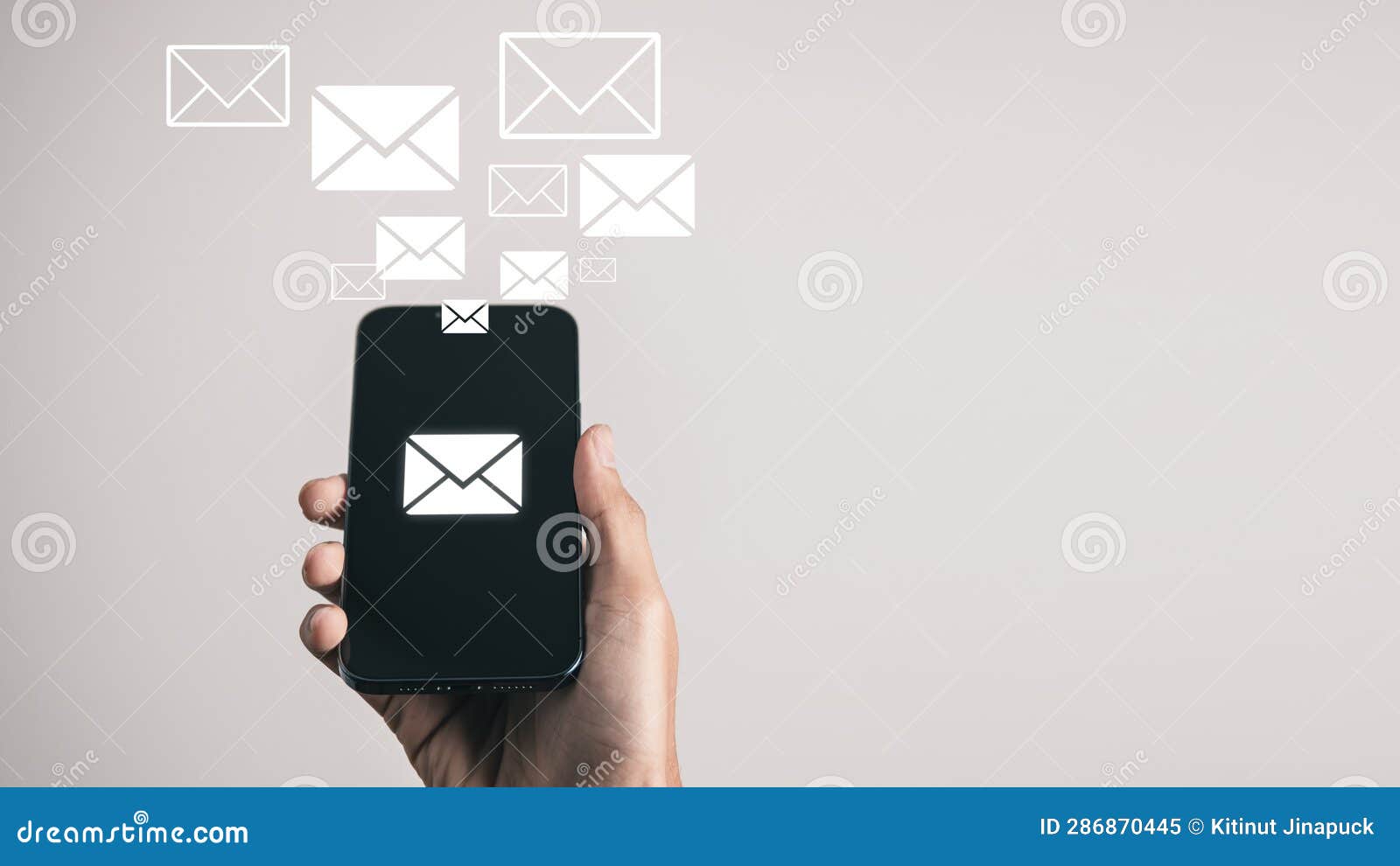 Business Man Got the Email Message from Smart Phone. Information ...