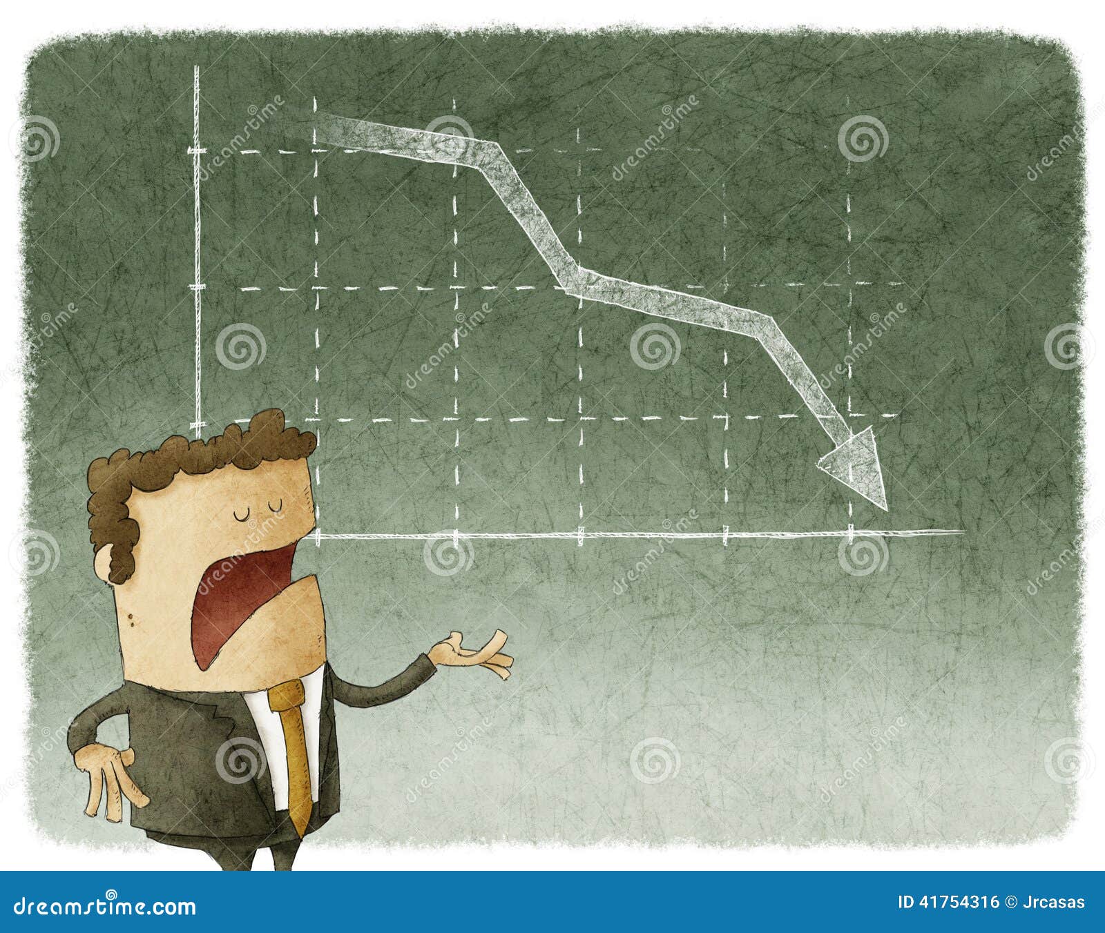 Businessman and Graph Finance Down Stock Illustration - Illustration of ...