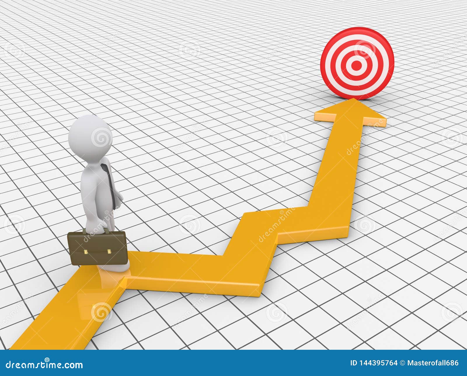Businessman is on Graph with Target Stock Illustration - Illustration ...