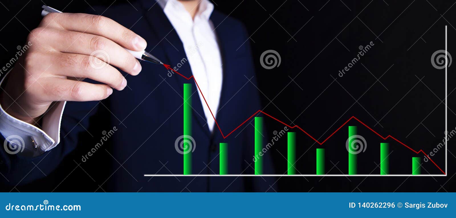 Businessman and graphics stock photo. Image of market - 140262296
