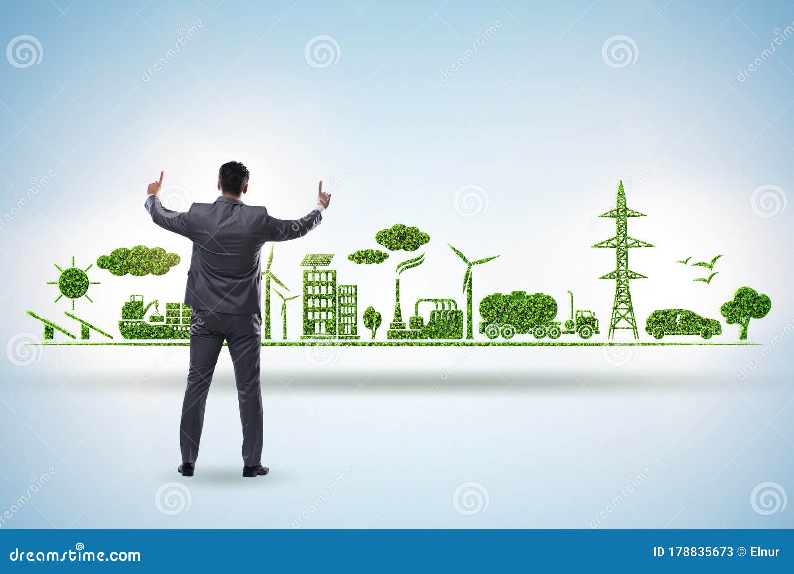 Businessman in Green and Environmental Concept Stock Image - Image of ...