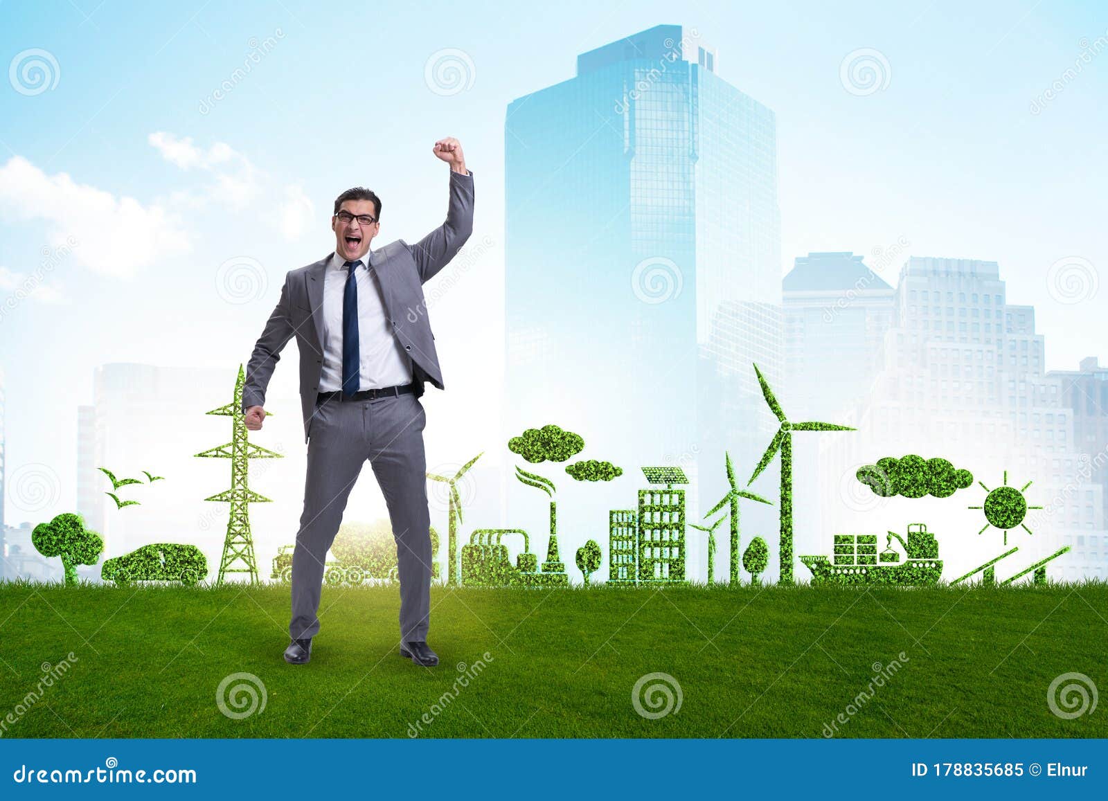 Businessman in Green and Environmental Concept Stock Image - Image of ...