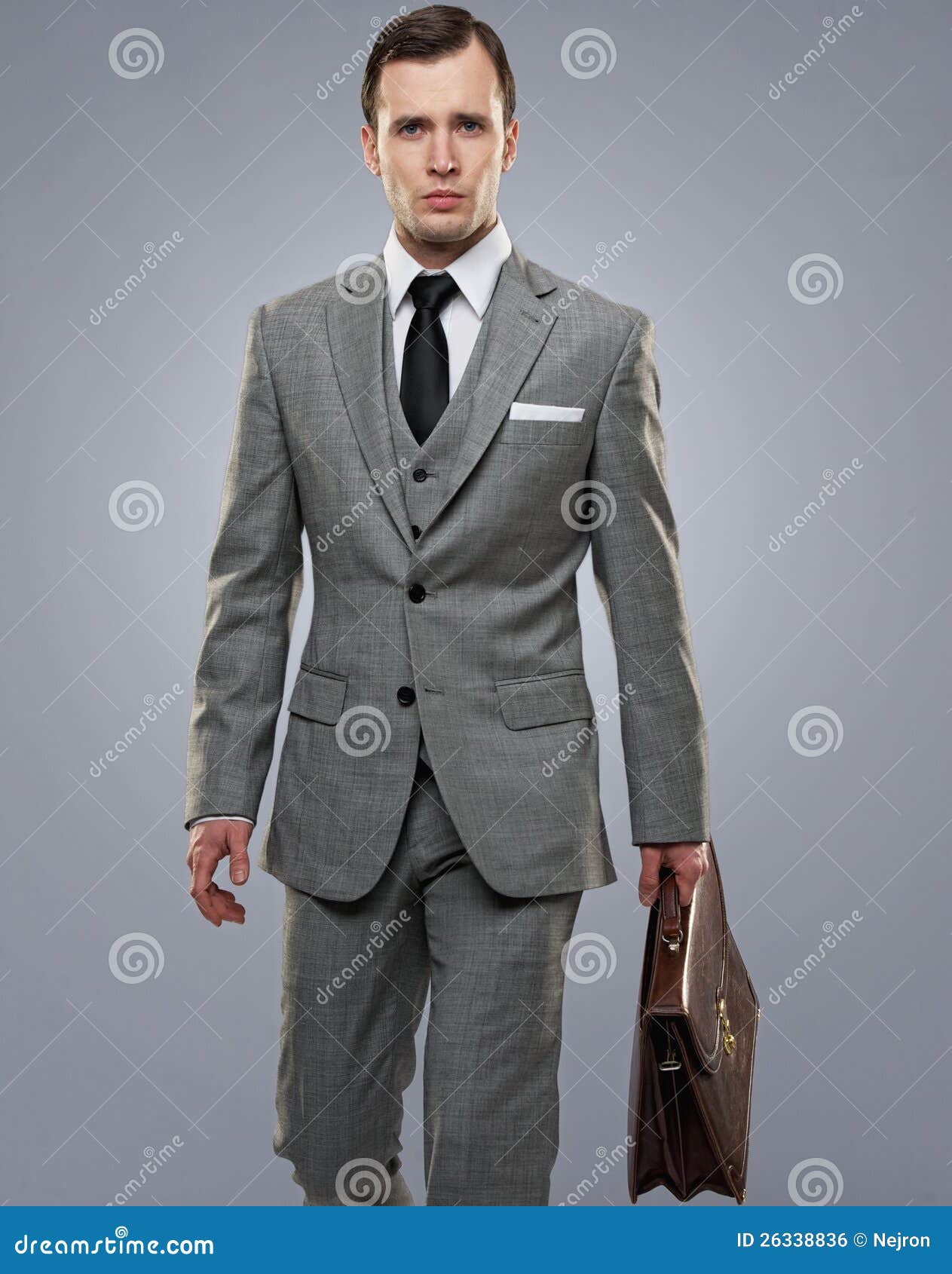 Businessman on grey stock photo. Image of fashion, handsome - 26338836