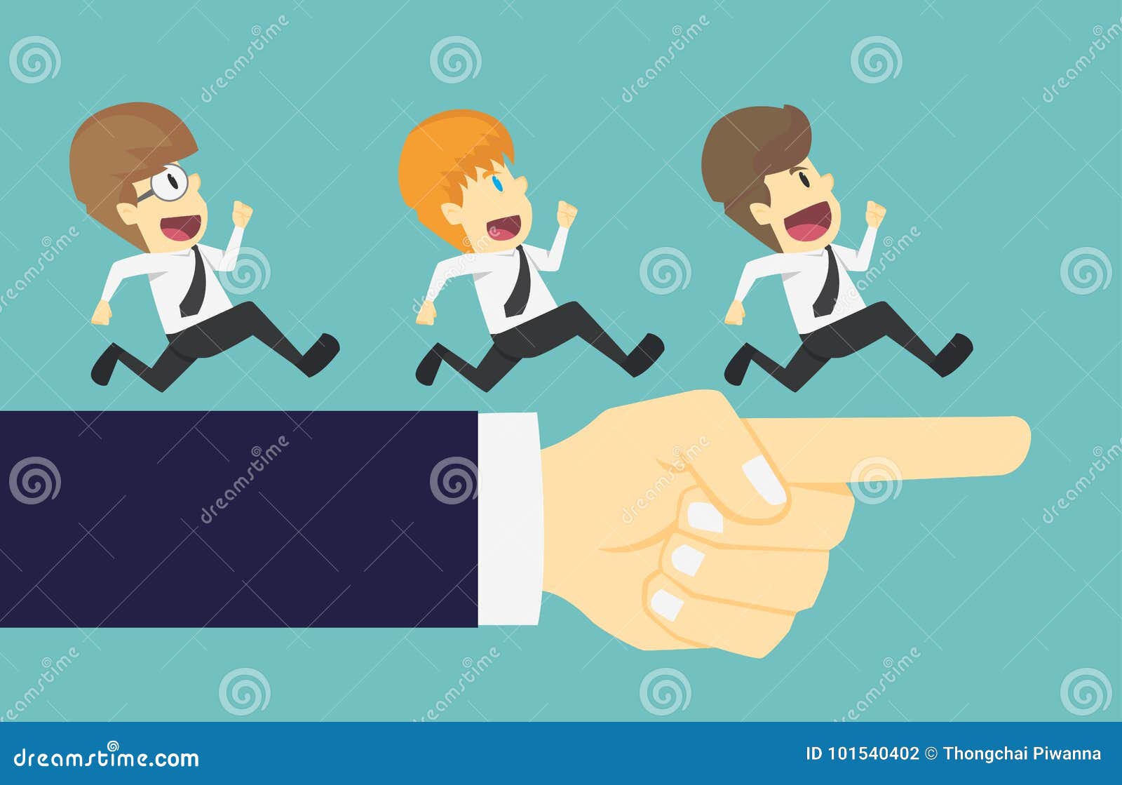 Businessman Group Running in the Same Direction with Big Hand Stock ...