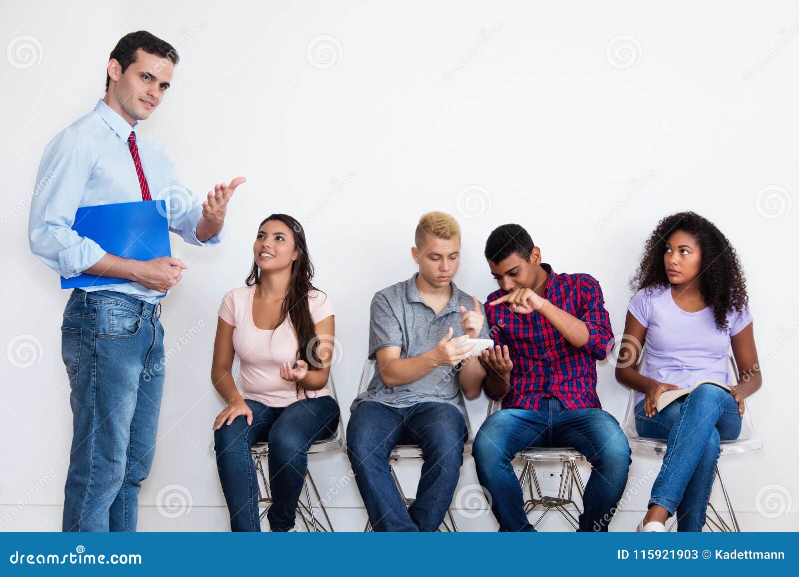 Businessman with Group of Students for Job Interview Stock Image ...