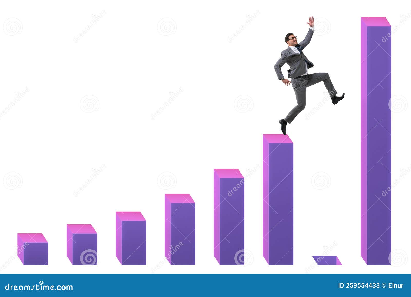 Businessman in Growth Concept with Bar Charts Stock Image - Image of ...